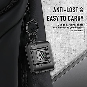 Youtec Compatible with Airpods Pro 2 Case Cover with Cleaner Kit, Military Hard Shockproof Airpods Case Cover Protective Case with Automatic Secure Lock & Keychain（10 in 1） (Black-1)