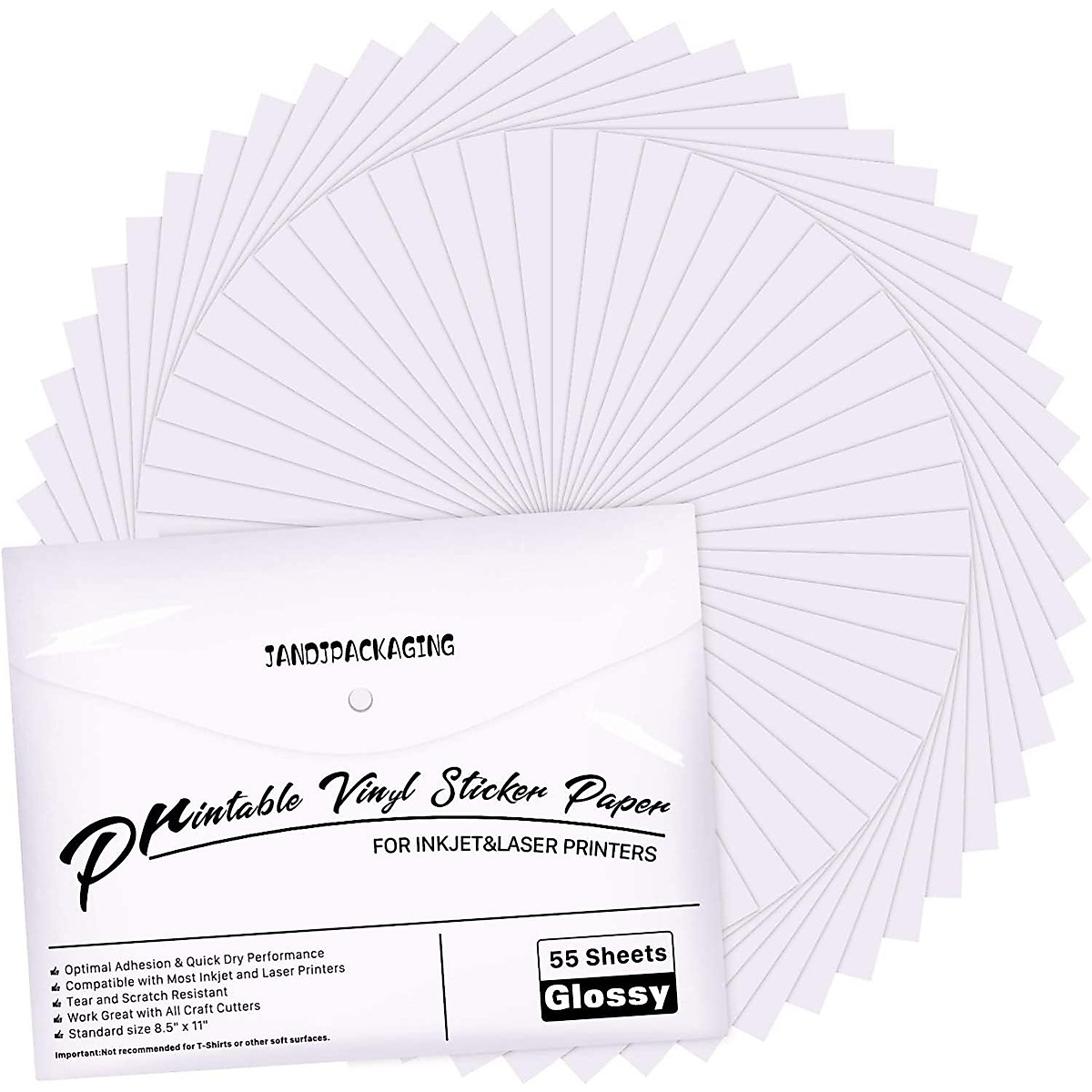 55 Glossy Waterproof Printable Vinyl for Inkjet/Laser