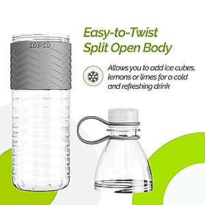 Copco Hydra Chevron Reusable Water Bottles | Clear Water Bottles for School, Gym, Travel, & More | BPA Free Tritan Plastic Water Bottles | Travel Water Bottle - Set of 2, 20 Oz