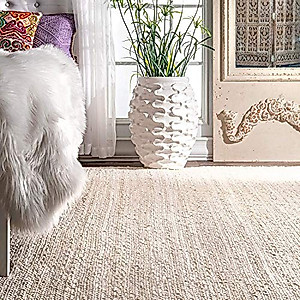 Agro Richer Handwoven Farmhouse Rugs for Living Agro richer Jute Area Rug Natural Hand Braided Rectangle Rugs for Bedroom, Kitchen, Living Room (8x10 Square Feet, Off White)