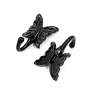 FarBoat 8Pcs Prong Robe Hooks Wall Mounted Utility Butterfly Hanger Hardware for Bedroom Bathroom Kitchen Clothes Hat Coat Towel with Screws(Black)