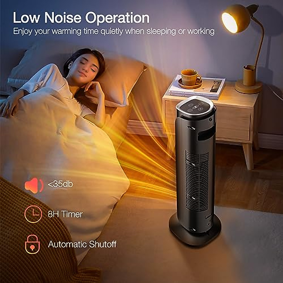 Space Heater,VCK 1500W 24" Portable Electric Heaters for Indoor Use,75° Oscillation,3 Modes,8H Timer, Quite PTC Ceramic Heating with Thermostat,Safety Protection,Remote for Office,Home Bedroom