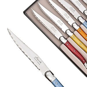 Set of 6 Laguiole steak knives ABS in assorted colors handles - Direct from France