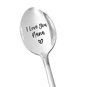 Best Nana Gifts - I Love You Nana Coffee Stainless Steel Engraved Spoon Funny Teaspoon Gift for Women Birthday Mother's Day Christmas