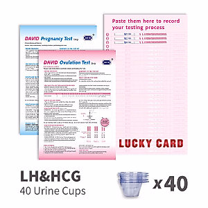 DAVID Ovulation Predictor Kit, 30 Ovulation Tests + 10 Pregnancy Tests Strips, 40 Count with Urine Cups, Fertility Test for Women, Over 99% Accurate (30LH-10HCG), EXP 10-30-2023