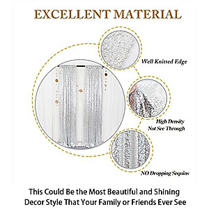 Sparkle Backdrop Curtain Silver 2 Panels Set Sequin Photo Backdrop 2FTx8FT Sequin Backdrop Curtain Pack of 2-1220S