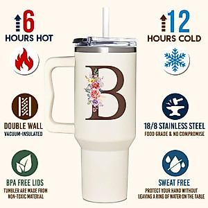 Personalized Gifts For Women - Personalized Gifts For Birthday, Christmas - Monogrammed Gifts Customized Gifts For Woman, Mom, Wife, Best Friend, Sister, Coworkers - Custom Tumbler With Handle 40oz