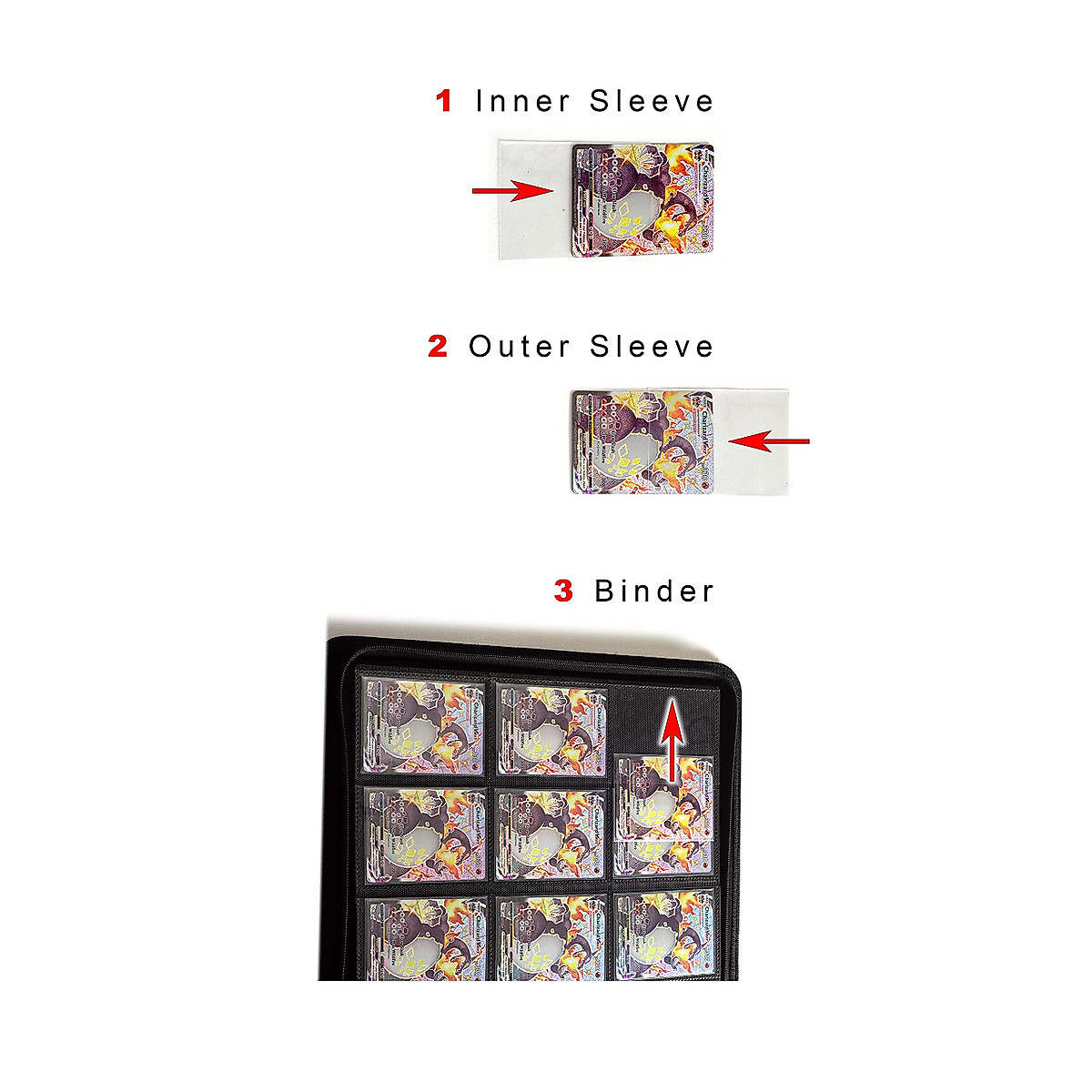 TopDeck TopLoader Binder Holds 200+ Toploaders Hard Cases | 9 Pocket Trading Cards Album | Long Term Storage Binder | Side Load Sleeves | Pokemon/MTG/Yugioh/TCG Folder|Trading & Sports Holder (Green)