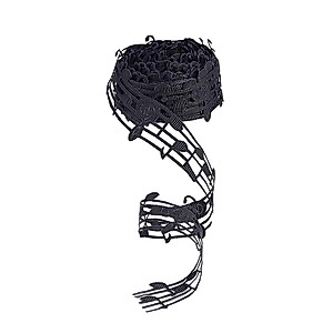 PH PandaHall Music Note Ribbon 20 Yard Music Party Decoration 30mm Rock and Roll Party Decorations Hollow Cut Out Music Note Clothing Trim for Scrapbooking Music Party Birthday Wedding Decor, Black