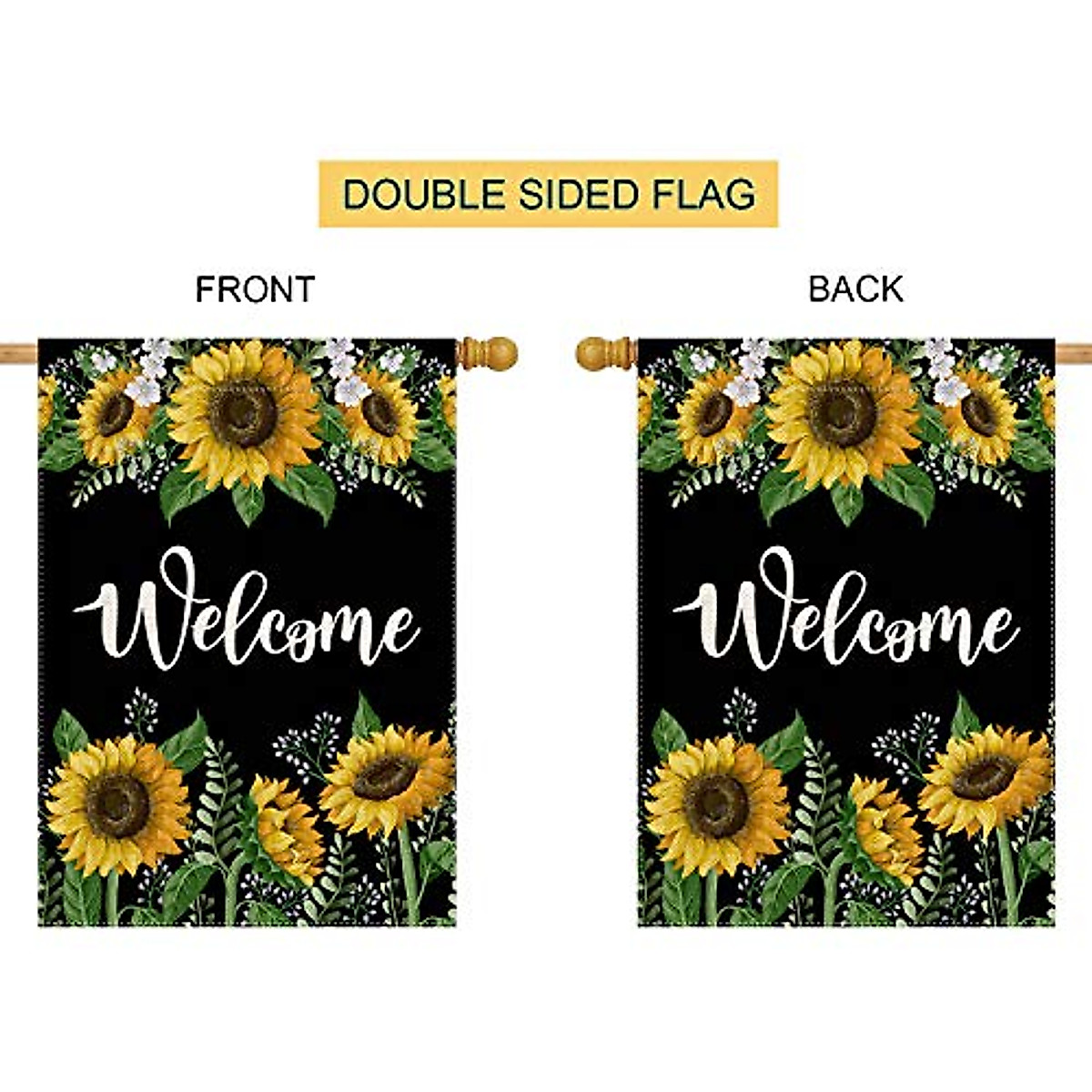 Welcome Sunflower Large House Flag Vertical Double Sided 28 x 40 Inch Summer Farmhouse Burlap Yard Outdoor Decor