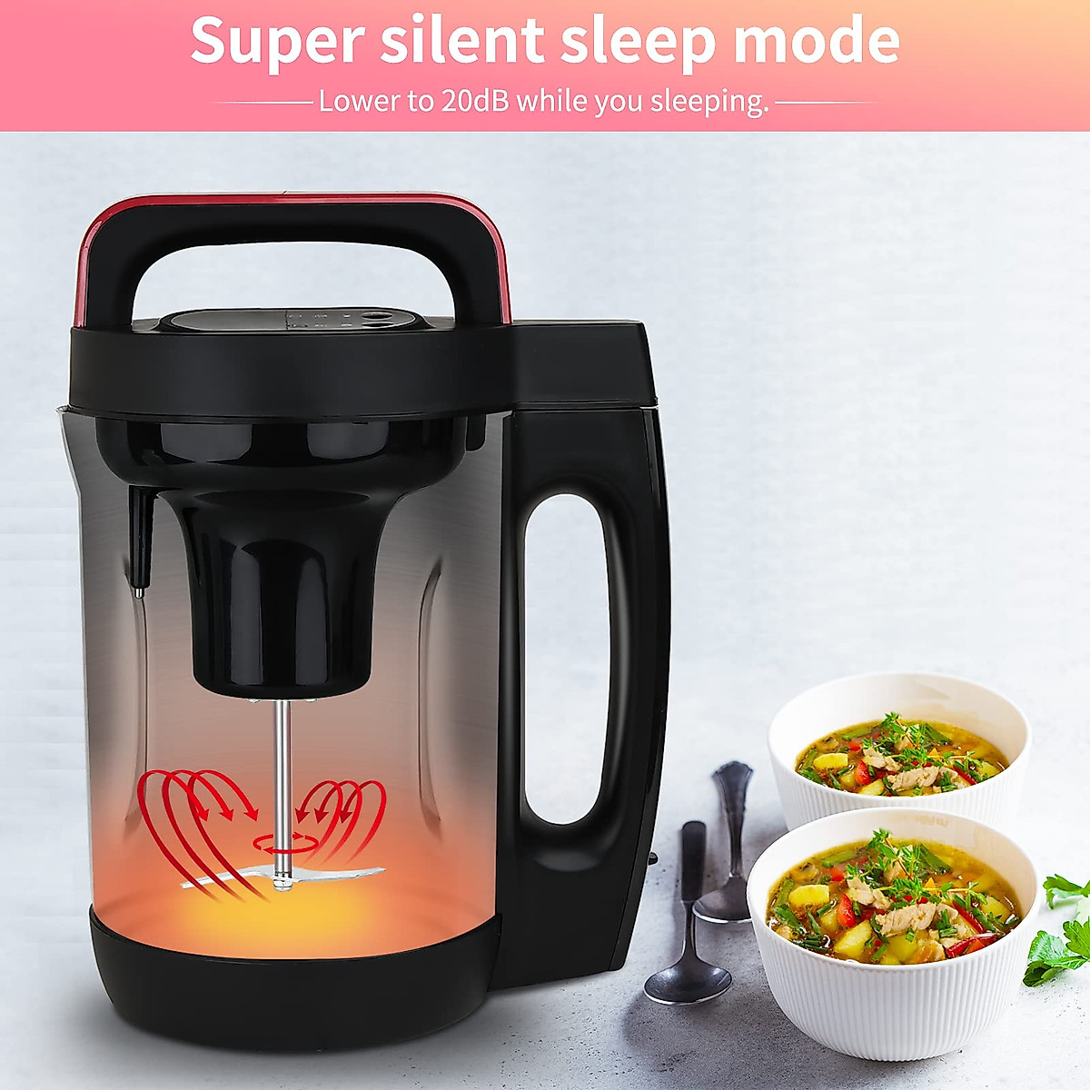 Potlimepan Soup Maker Machine 2L, 8 in 1 Multi-Funcation Soup and Smoothie Maker with Led Control Panel, Stainless Steel Hot Soup Maker Electric, Makes 3-6 Servings Smart Living for Home Use Red