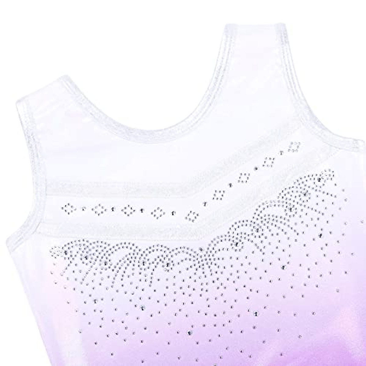 BAOHULU Leotards for Girls Gymnastics Toddler Shiny Metallic Athletic Bodysuit B254_WhitePurple_10A