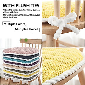 Dining Chair Cushions Set of 6 with Ties Seat Cushions for Kitchen Chairs 6 Pack 16x23 Chair Cushions for Dining Room Non-Slip Washable Removable Kitchen Seat Pads Yellow