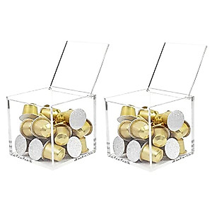 kekafu 2PCS Coffee Capsule Holder Clear Acrylic Box Coffee Pod Storage Coffee Pod Holder Dispenser Tea Bag Organizer with Lid