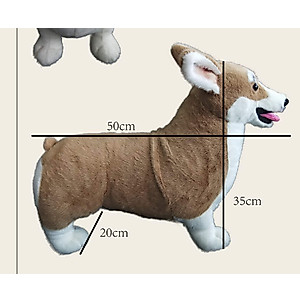 Corgi Dog 20 Inch Realistic Lifelike Louie Welsh Corgi Dog Plush Stuffed Animal Pet Dog Huggle Furry Corky