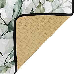 Green Leaves Tropical Plants Kitchen Rugs Floor Mat Anti Fatigue Kitchen Mats Non Skid Washable Bath Rug Runner Doormats Carpet Sink Mat Home Decor 39 X 20 inch