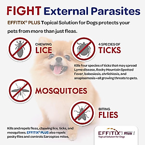 Effitix Plus Topical Solution for Dogs - Flea and Tick for Toy Dogs (5-10.9lbs), 3 Doses, Waterproof Topical Prevention (by Virbac)