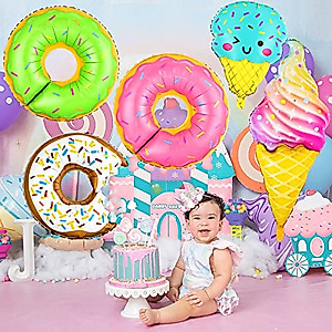 Ice Cream Balloons, 12 PCS Huge 30 Inch Candy Balloons, Ice Cream Party Decorations, Mylar Donut Balloons for Ice Cream Decorations, Donut Balloon for Donut Party Themed Party Supplies