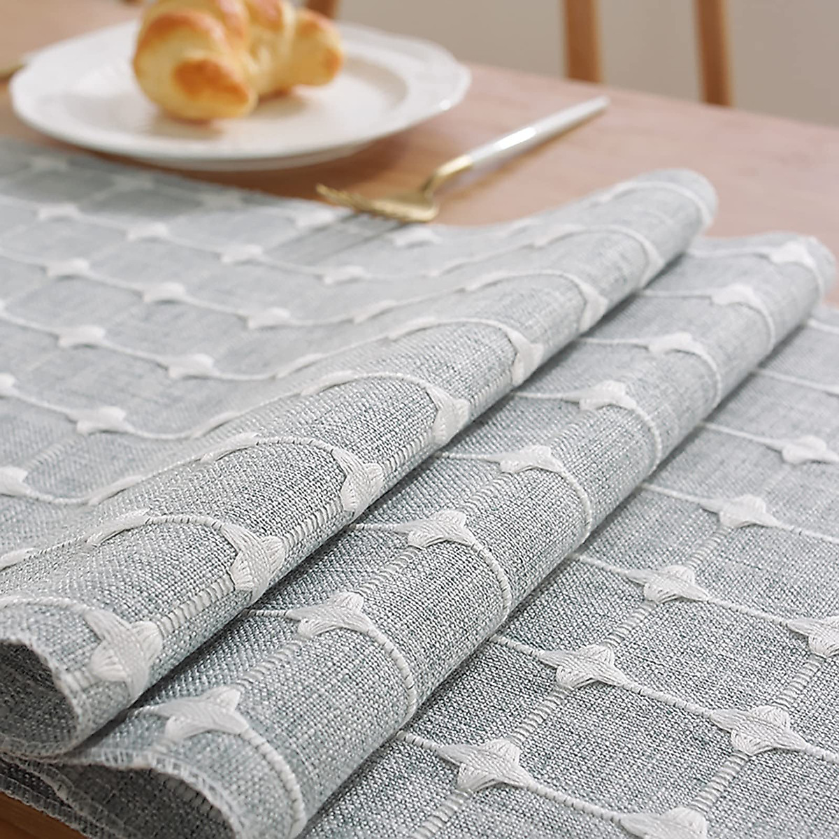 Hsvanyr Farmhouse Rustic Table Runners with Tassels Rectangle Embroidered Dresser Scarf for Kitchen Dining Picnic Coffee Table,13inch by 118inch