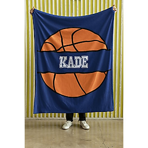 Personalized Custom Basketball Fleece and Sherpa Throw Blanket for Kids Youth Basket Ball Indoor Outdoor Blankets Boys Girls Toddler Mini Hoop Fans Toys Apparel