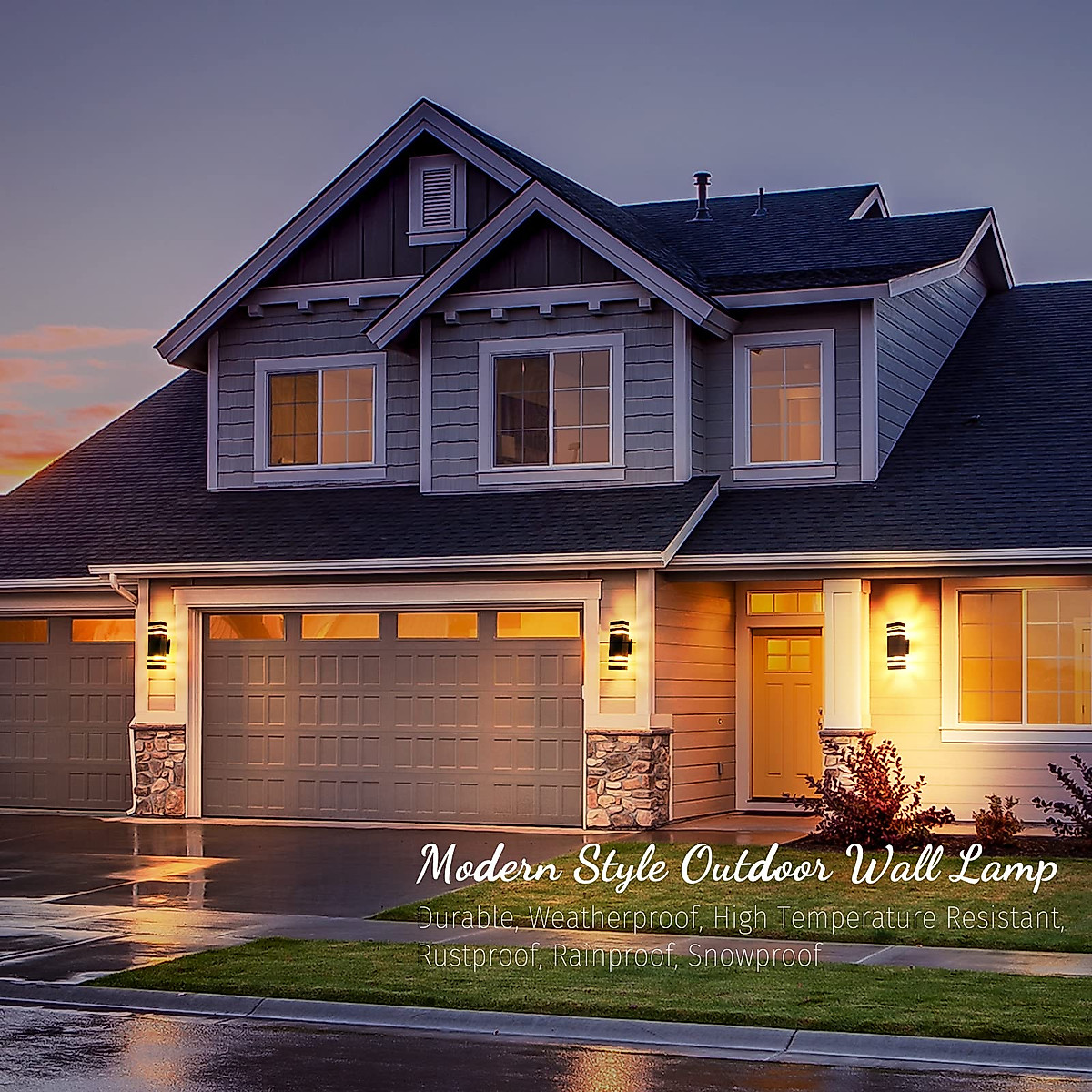 2 Pack Square Up and Down Lights Outdoor Wall Light with E26 Base, Aluminum Waterproof Outdoor Wall Lamps Outdoor Wall Sconce Exterior Lamps for House Front Porch Patio Garage Doorway