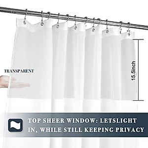 N&Y HOME Waffle Weave Shower Curtain with Snap-in Fabric Liner Set, 12 Hooks Included - Hotel Style, Waterproof & Washable, Heavyweight Fabric & Mesh Top Window - 71x72, White