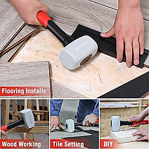 Goldblatt Rubber Mallet 16 oz. Low Recoil Rubber Hammer with Solid Head & Soft-grip Handle, Durable Double-Faced Soft Mallets, Soft Blow Tasks, No Damage for Camping, Woodworking and Flooring | White