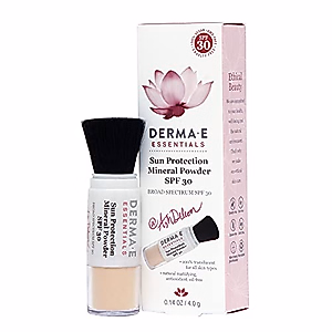 DERMA E Sun Protection Mineral Powder SPF 30 – All Natural Matte Face Powder Sunscreen – Non-Nano Zinc Oxide Powder Mineral Makeup with UVA/UVB Sun Protection, 0.14oz