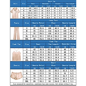 SWOMOG Womens 4pcs Pajamas Sets Silk Satin Pjs Silky Sexy Cami Shorts Set Button Down Short Sleeve Sleepwear Loungewear, Champagne Medium