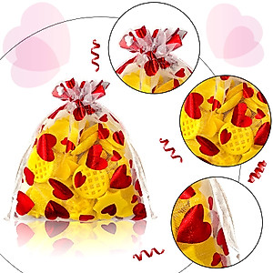 Bnsikun 50Pcs Organza Bags Jewelry Candy Pouches Sachet Bags Drawstring Organza Gift Bags for Wedding Party Valentines Day Baby Shower Christmas (Red Heart, 3.5 x 4.7 inch)