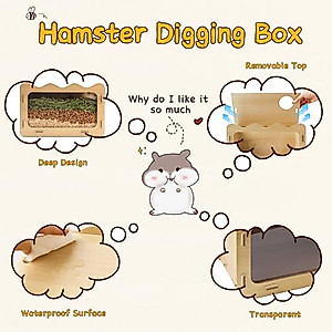 Rubor Hamster Digging Box Syrian Visible Hideout and Exploration House with Acrylic Transparent Board for Dwarf Gerbils Mice Degus or Other Small Pets