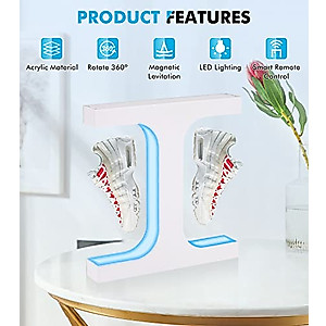 Upgraded Levitating Shoe Display Stand, LED Floating Shoe Display, Smart Phone Remote Control for Shoe Weight <550g Magnetic Levitating Sneaker Stand for Shoes Collectors Advertising Exhibition Shoe