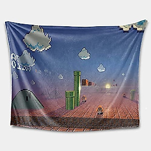 NICHIYOBI Redcap Beard Plumber Bros Game Flannel Blanket Kobayashi Tohru Kanna Lightweight Cozy Throw Blanket Warm Bed Blanket fit Sofa and Couch (04,Medium 60x50in)