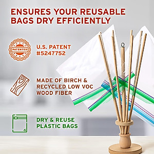 FloWorks Design Plastic Bag and Bottle Dryer - Patented; Multi-Purpose Drying Rack Saves Money and the Planet. Folds for Easy Storage