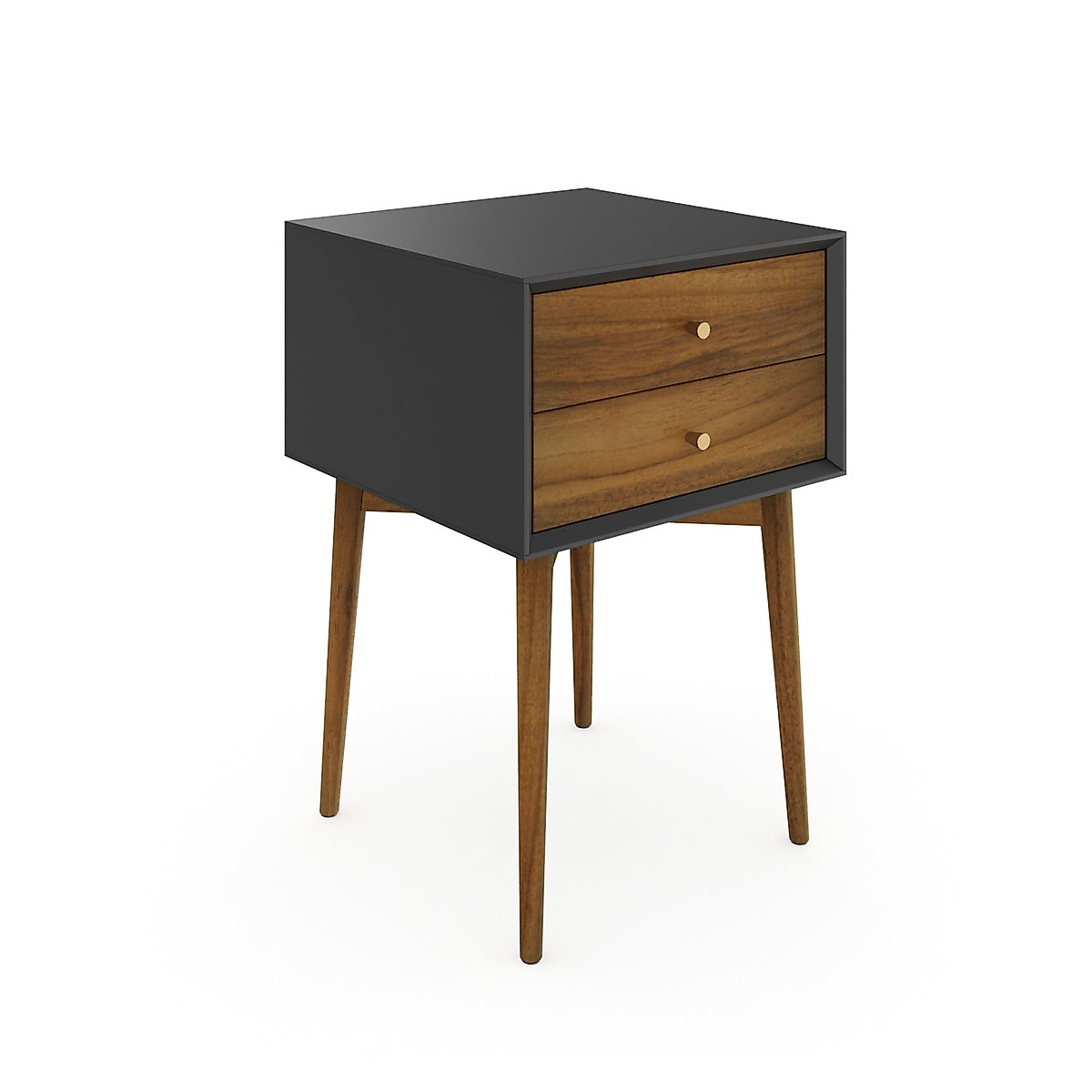 Nathan James Harper Modern Nightstand Side Accent or End Table with Storage Drawer, 1, Black/Brown