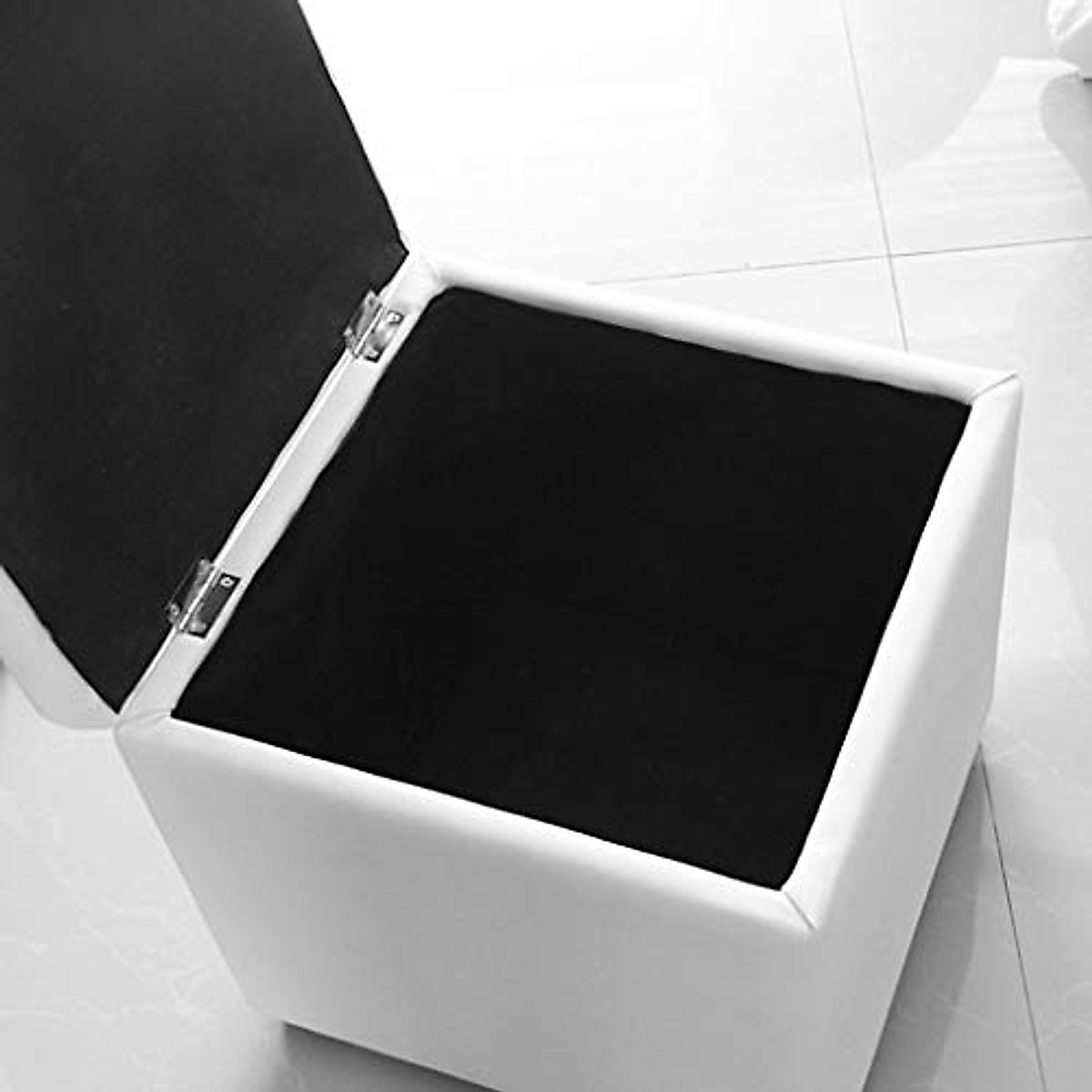 JAHH Storage Ottoman Small Cube Footrest Stool Seat Faux Leather Toy Chest Black (Color : E)