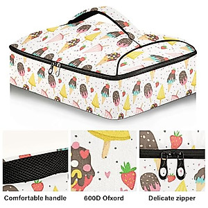 Kcldeci Insulated Thermal Food Carrier Insulated Casserole Carrier for Hot or Cold Food,Ice Cream Strawberries Hearts Insulated Tote Bag for Potluck Cookouts Parties Picnic,Lasagna Lugger