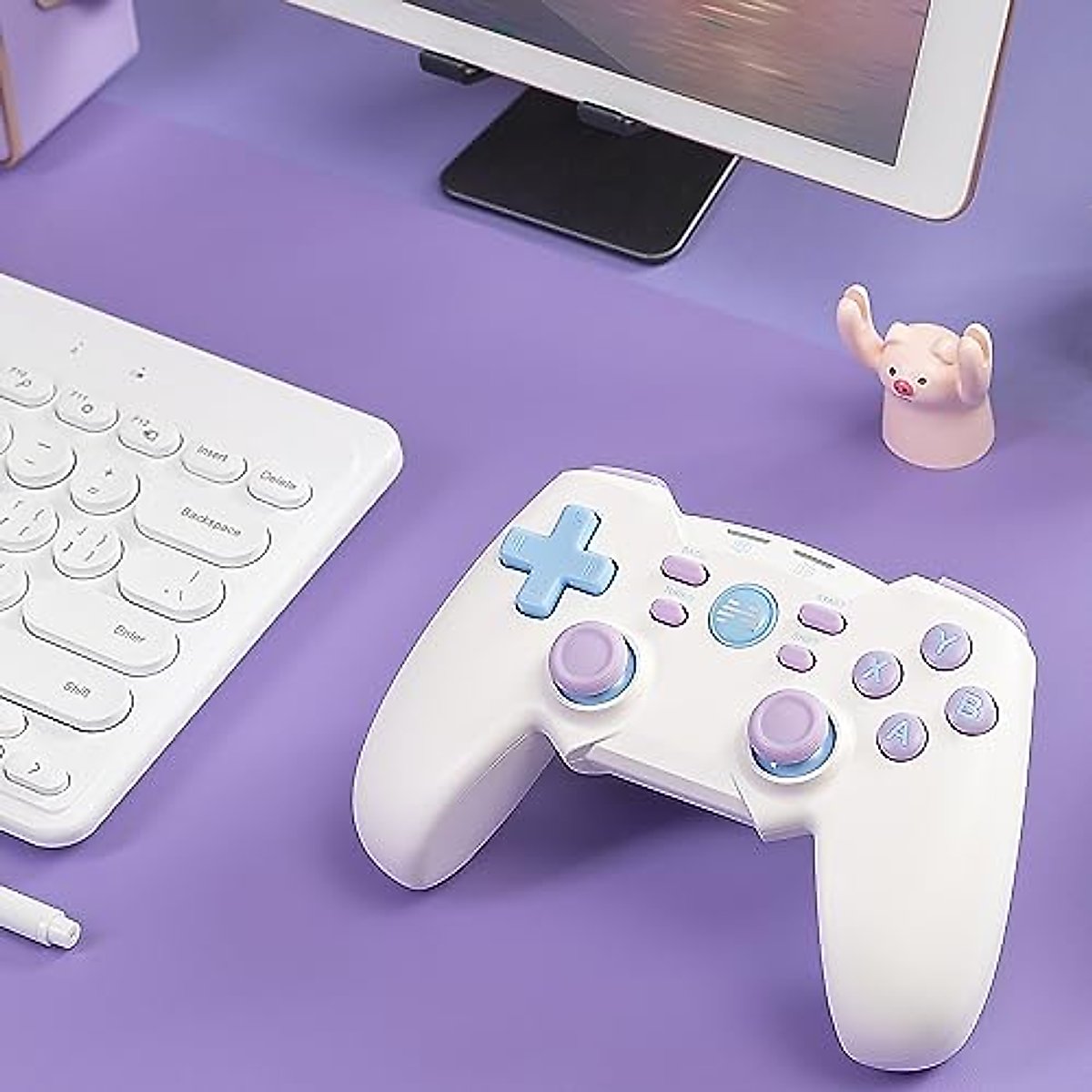 BEITONG BAT4 Wireless PC Game Controller,Dual Vibration Retro Gamepad Joystick for Windows 7 8 10 11/Steam/Simulators/Android TV Gaming (Bat 4 (Ice Cream))