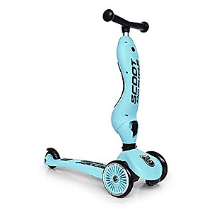 Scoot & Ride - Highwaykick 1 Children Adjustable Seated or Standing 2-in-1 Scooter Including Safety Pads (Blueberry) - for Ages 1-5