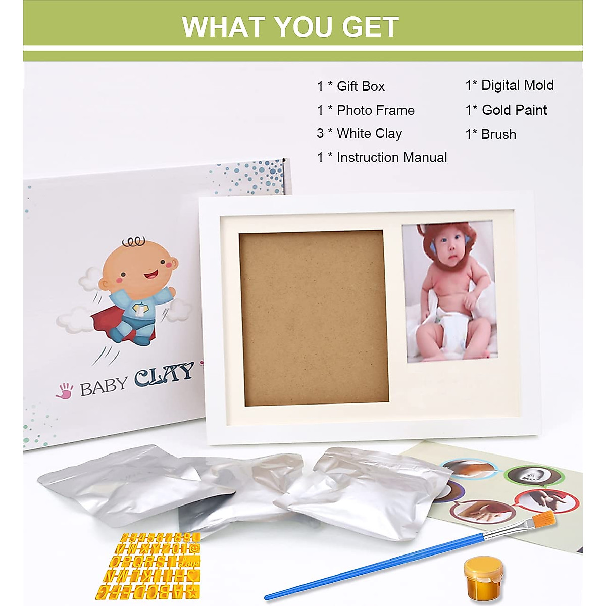 LXWIEKCO Baby Hand & Footprint Makers Kit Keepsake Gifts for Newborn Unisex Boys & Girls, New Mom Baby Shower Gifts Baby Photo Baby Photo Frame Print Kit Gifts