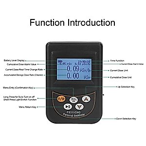 Beta Gamma X Ray Tester, 5 Dose Rate Unit High Accuracy Professional Nuclear Radiation Meter 8 Alarm Thresholds US Plug 100‑240V for Isotope Detection