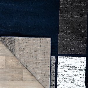 Rugshop Contemporary Modern Boxes Area Rug 3'3" x 5'3" Navy