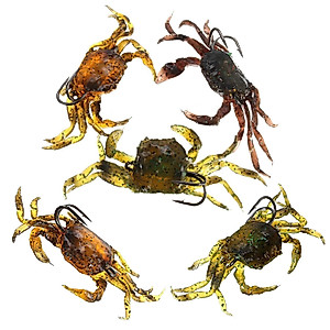 minihut 5 Pack Soft Fish Fishing Crab Lures Bait Artificial with Sharp Hooks Simulation Saltwater Lure Fishing Tackle Accessory Tool