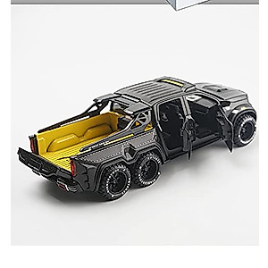 Simulation Alloy Car Modle Pickup 1/28 Metal Toy Car Sound Light Pull Back Model Toys for Boys Light Toys (Black)
