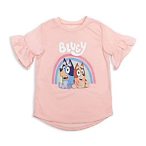 Bluey and Bingo Toddler Girls 3 Piece Outfit Set: T-Shirt Legging Scrunchy Pink 3T