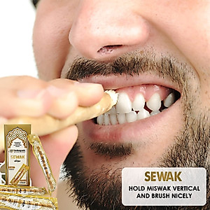 HERBOGANIC Natural Miswak, All Natural Traditional Tooth Brush for Oral Health, Hygiene, Fresh Breath, Light Weight, Vacuum Sealed (Pack of 6)