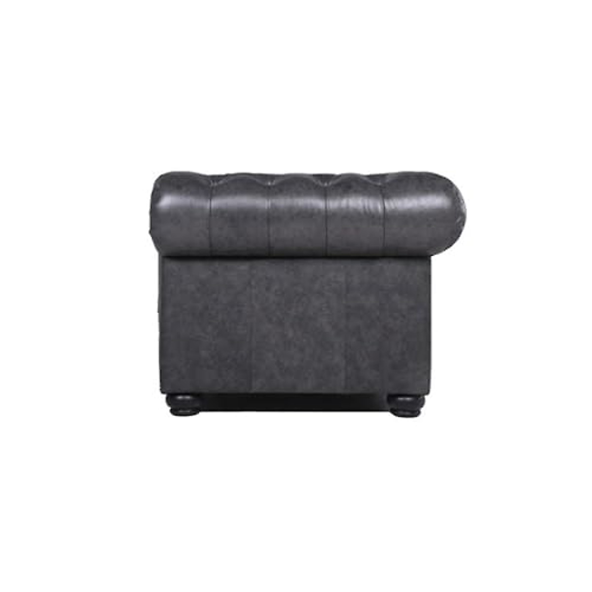 BOWERY HILL 20" Traditional Leather Tufted Back Chesterfield Sofa with Removable Seat Cushions, Leg Assembly Required, for Living Room, in Gray Finish