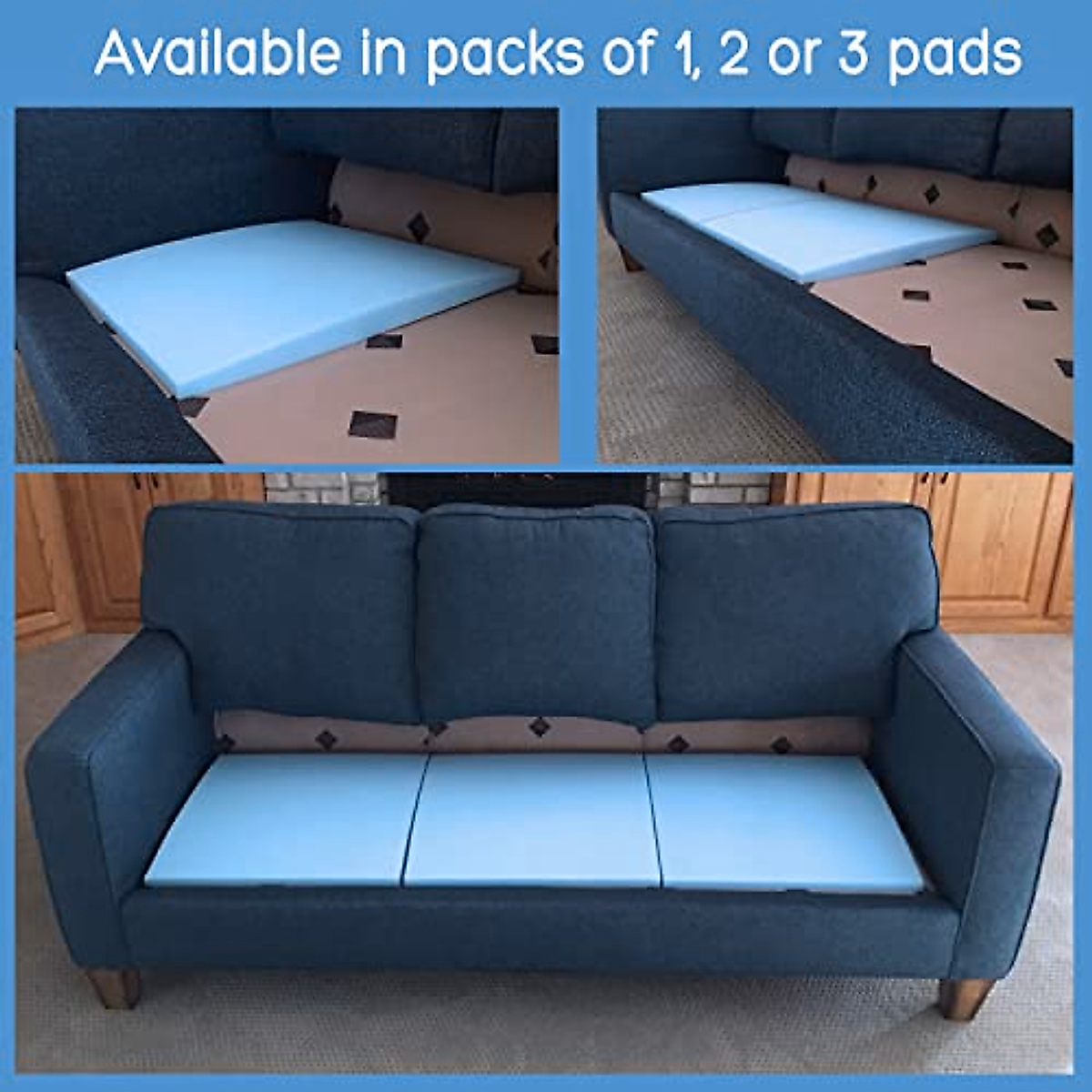 Stratiform® Original Curve™ | 20"x20" in 3- Pack -Soft | Elevate Comfort | Living Room Sofa Sag Support | Sag Repair Couch Cushion for Ultimate Fix & Comfort - Made in USA