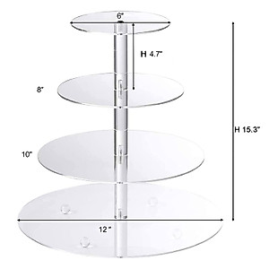 Cupcake Stand, 4 Tier Acrylic Cupcake Display Stand Clear Cupcake Holder Round Pastry Dessert Tower for Wedding Birthday Cady Bar Party Décor Baby Shower Theme Parties