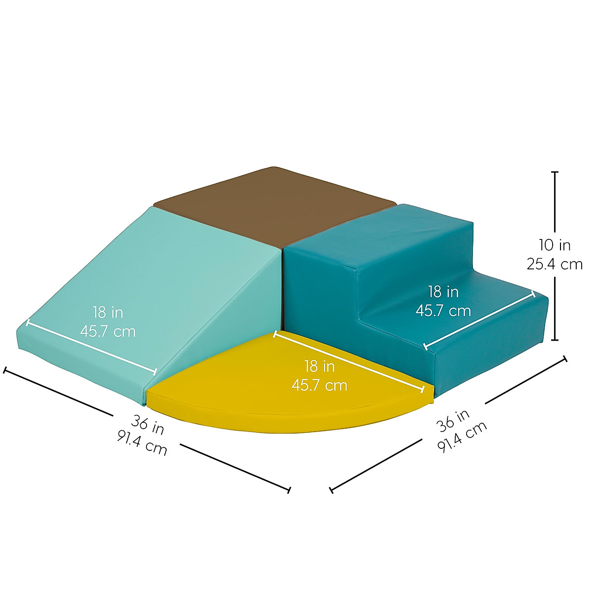 SoftScape Toddler Playtime Corner Climber, Indoor Active Play Structure for Toddlers and Kids, Safe Soft Foam for Crawling and Sliding (4-Piece Set) - Earthtone/Contemporary, 11619-ETCT